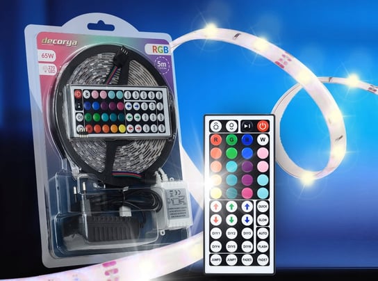 TAŚMA LED KOLOROWA WODOODPORNA 5M RGB + DUŻY PILOT TAŚMA LEDOWA - inna ...