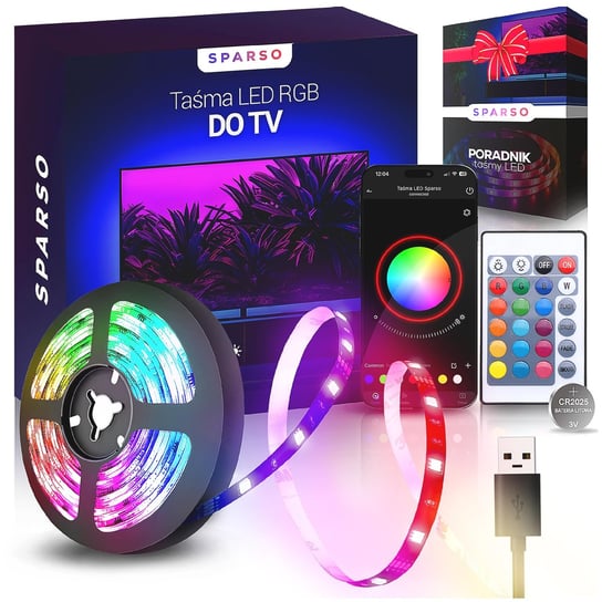 TAŚMA LED RGB 4M LEDY USB Podświetlenie Telewizora DO TV NA PILOTA ...