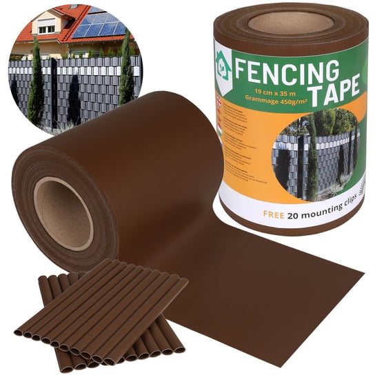 Taśma ogrodzeniowa, cieniująca, osłona na ogrodzenie panelowe UV 19 cm x 35 m - 450g/m2 + 20 ...