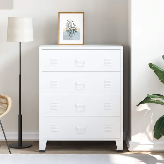 The Living Store Industrialna komoda - biała - 78x40x93 cm - metalowa ...