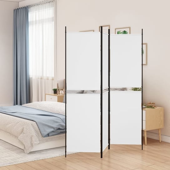 The Living Store Parawan 3-panelowy - biały -150x200 cm - tkanina ...