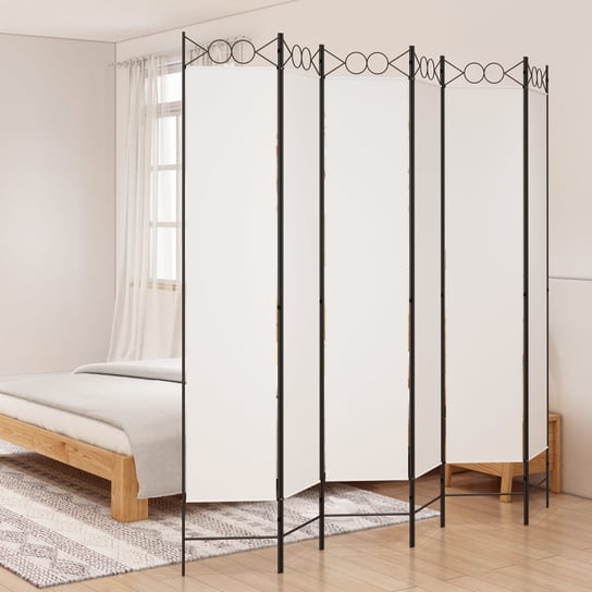 The Living Store Parawan 6-panelowy - biały - 240x220 cm - tkanina ...
