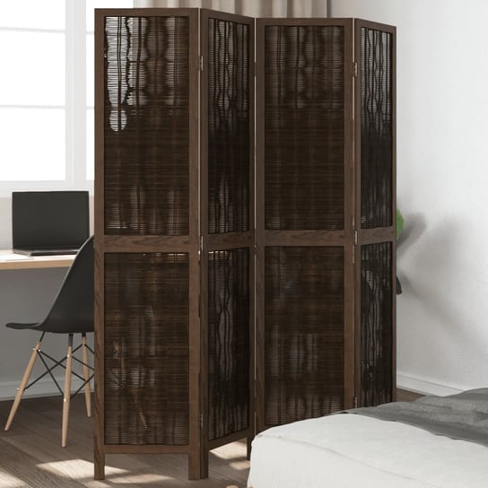 The Living Store Parawan pokojowy - 4-panelowy - ciemny brąz - lite ...