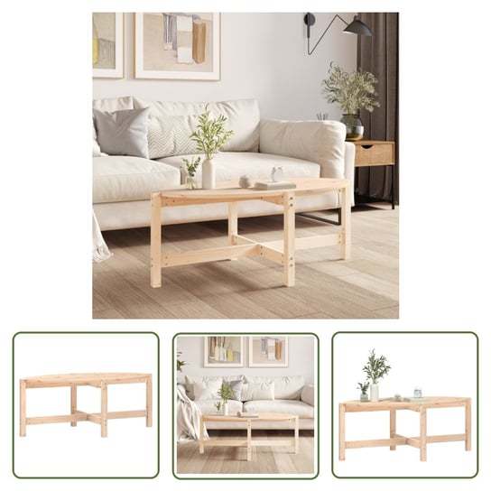 The Living Store Stolik kawowy - 118x63x45 cm - lite drewno sosnowe ...