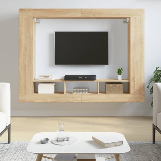 The Living Store Szafka pod telewizor - dąb sonoma - 152x22x113 cm ...