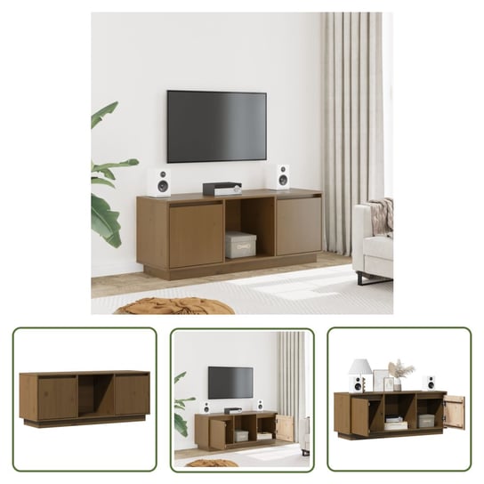 The Living Store Szafka pod TV - miodowy brąz 110 -5x35x44 cm - lite ...