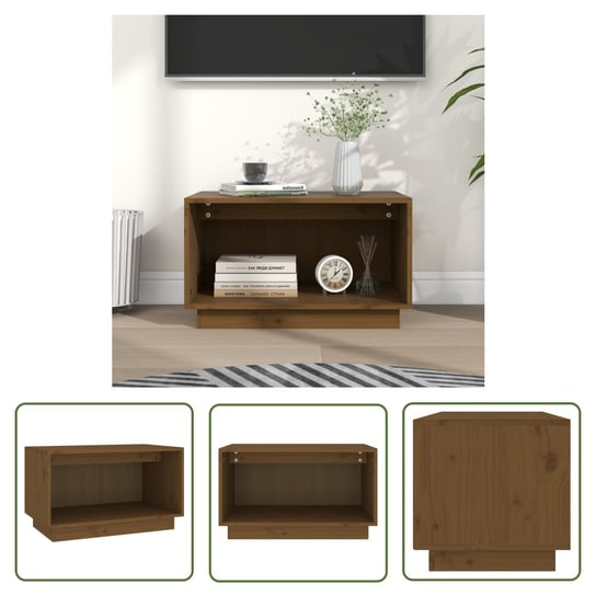 The Living Store Szafka pod TV - miodowy brąz - 60x35x35 cm - lite ...