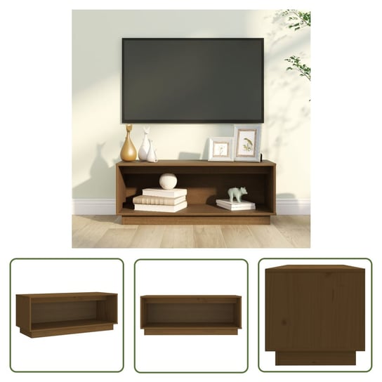 The Living Store Szafka pod TV - miodowy brąz - 90x35x35 cm - lite ...