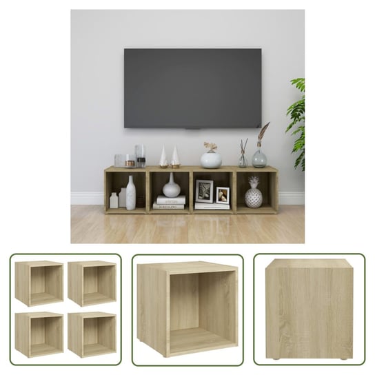The Living Store Szafki pod TV - 4 szt. - dąb sonoma - 37x35x37 cm ...