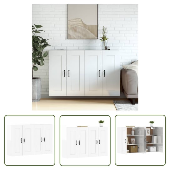 The Living Store Wiszące szafki - 2 szt. - białe - połysk - materiał ...