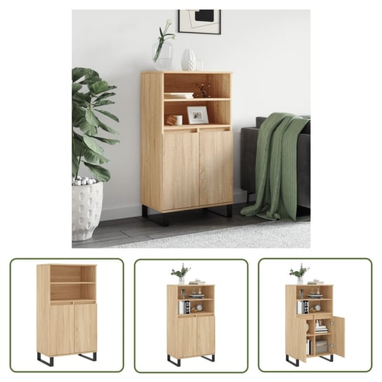 The Living Store Wysoka szafka - dąb sonoma - 60x36x110 cm - Szafka ...