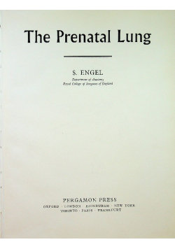 The prenatal lung - Pergamon Press | Książka w Empik