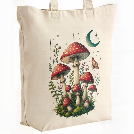Torba bawełniana premium na zakupy Grzyby Księżyc Botaniczny Wzór ...