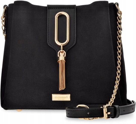 Torebka damska monnari zamszowa elegancka torba kuferek logo nubuk czarna - MONNARI | Moda Sklep ...