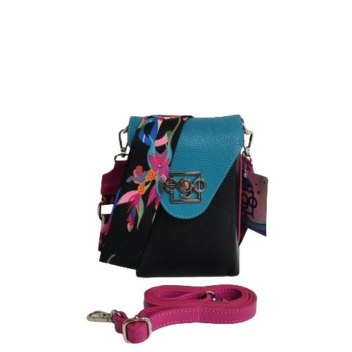 Torebka Ego listonoszka skóra naturalna czarna turkusowa fuksja - Inna marka | Moda Sklep EMPIK.COM