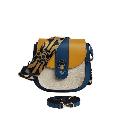 Torebka listonoszka EGO skóra naturalna niebieska beżowa musztardowa INSECTA - Inna marka | Moda ...