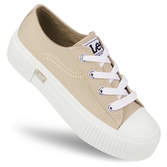 TRAMPKI buty damskie sneakersy LEE ISLA tenisówki na plaftormie beżowe ...
