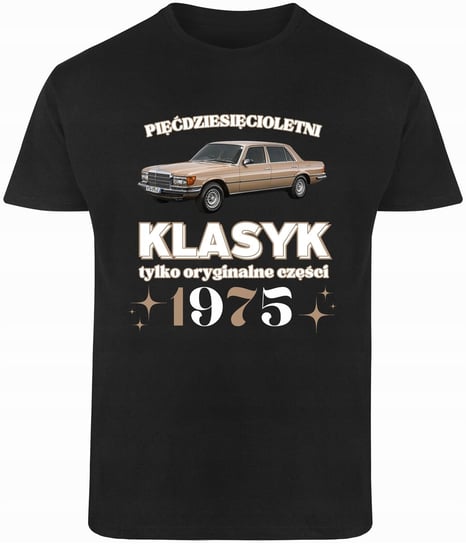 Tshirt na 50 urodziny Mercedes klasyk 1975 rocznik Koszulka czarna R-M ...