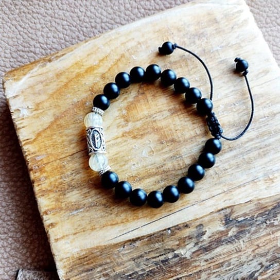 Twój Talizman Obfitości CYTRYN runa FEHU Bransoletka Męska ...