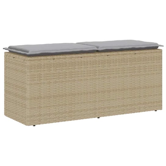 vidaXL Ławka ogrodowa z poduszką beżowa 110x40x44 cm polirattan ...