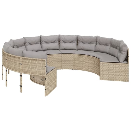 vidaXL Sofa ogrodowa z poduszkami, okrągła, beżowy rattan PE - vidaXL ...