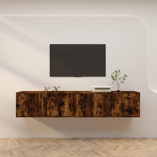 vidaXL Wiszące szafki TV, 2 szt., przydymiony dąb, 100x34,5x40 cm - vidaXL | Sklep EMPIK.COM