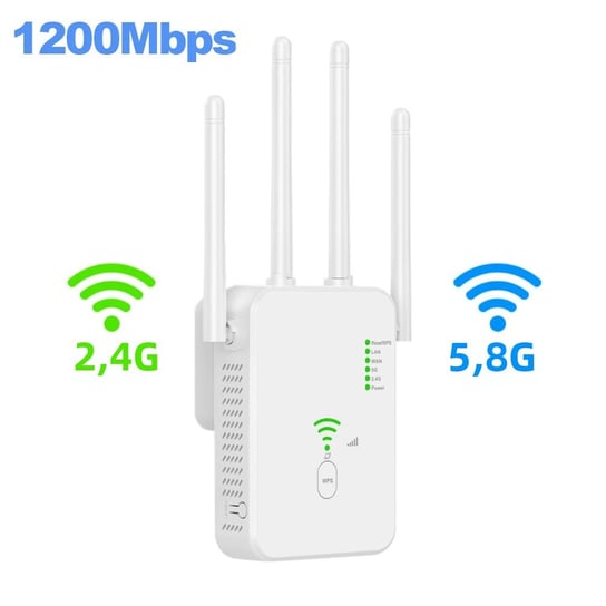 WiFi Repeater 1200Mbps Dual-Band 2.4G 5G Signal Extender WiFi Amplifier ...