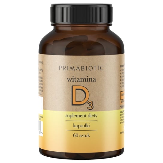 WITAMINA D3 PRIMABIOTIC odporność kości mięśnie zęby kapsułki 60szt ...