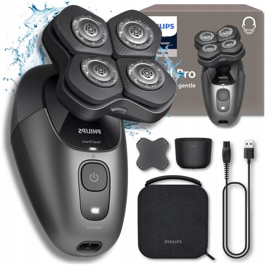 WODOODPORNA GOLARKA PHILIPS HEAD PRO DO GŁOWY Z STACJĄ CZYSZCZĄCĄ ...