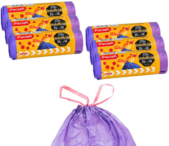 Worki na śmieci zapachowe z taśmą 35 L MOCNE x6 - Paclan | Sklep EMPIK.COM