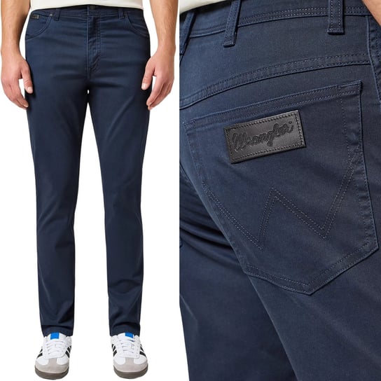 Wrangler TEXAS SLIM Dark Navy GRANATOWE SPODNIE MATERIAŁOWE W38 L30 ...