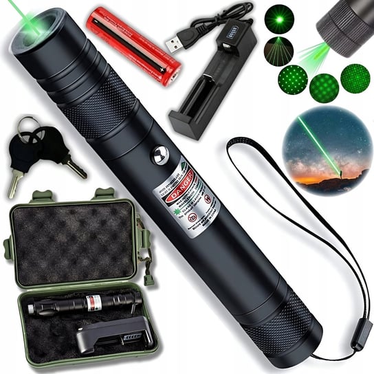 WSKAŹNIK LASEROWY POINTER LASER ZIELONY LED MOCNY 50000 mW + PUDEŁKO ...