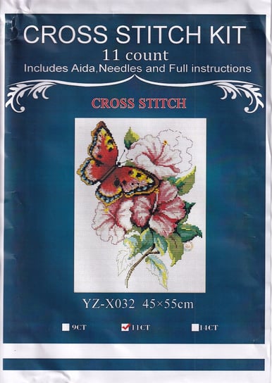 X032 DIY haft krzyżykowy zestaw nadruk 40x50 motyl i kwiaty - Inna marka | Sklep EMPIK.COM