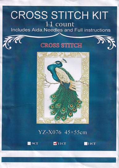 X076 DIY haft krzyżykowy zestaw nadruk 40x50 paw - Inna marka | Sklep EMPIK.COM