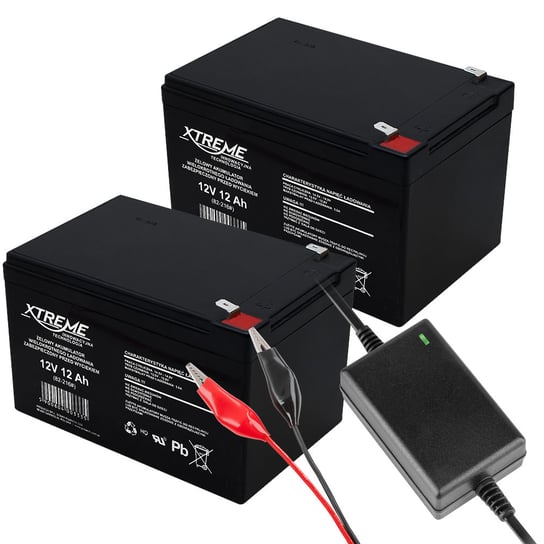 Xtreme, 2 akumulator żelowe 12V 12Ah z ładowarką - Xtreme | Sklep EMPIK.COM