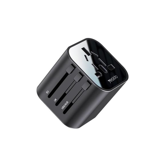 YESIDO UNIWERSALNY ADAPTER MC09 UK/EU/US /AU MAX 8A, BLACK / CZARNY ...