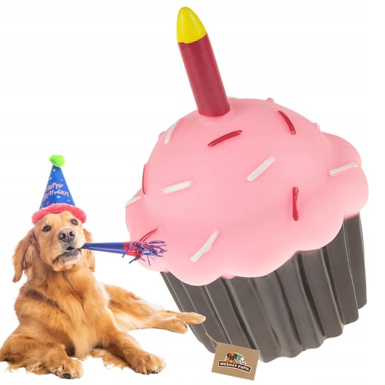 Zabawka dla psa piszcząca BABECZKA słodka MUFFINKA urodzinowa duża ...