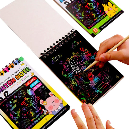 ZDRAPYWANKA TĘCZOWA NOTES WYDRAPYWANKA 10SZT RYSIK NOTATNIK EDUKACYJNY ...