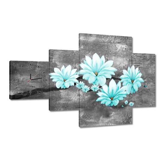 Zegar 130x80cm Turkusowe magnolie - ZeSmakiem | Sklep EMPIK.COM