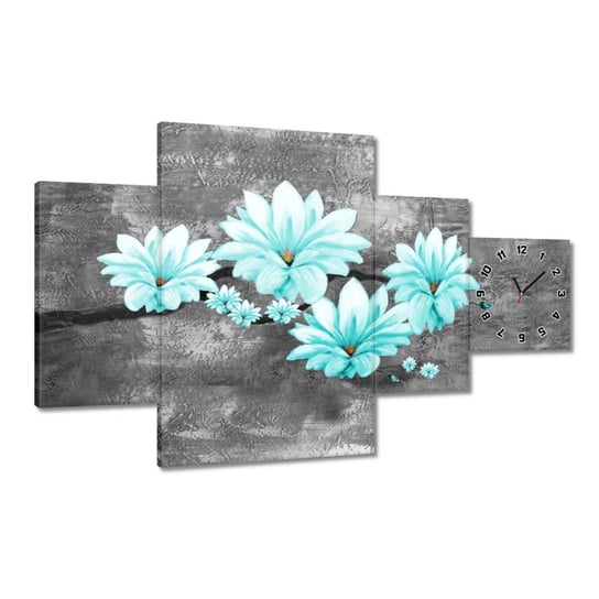 Zegar 130x80cm Turkusowe magnolie - ZeSmakiem | Sklep EMPIK.COM