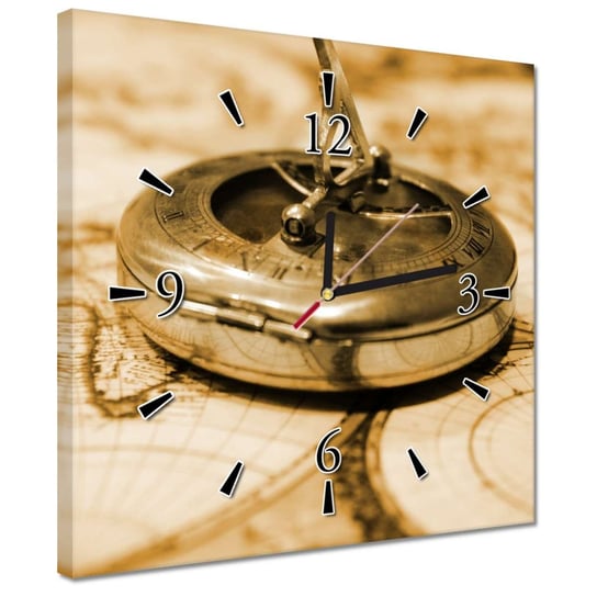 Zegar 30x30cm Kompas na mapie - ZeSmakiem | Sklep EMPIK.COM