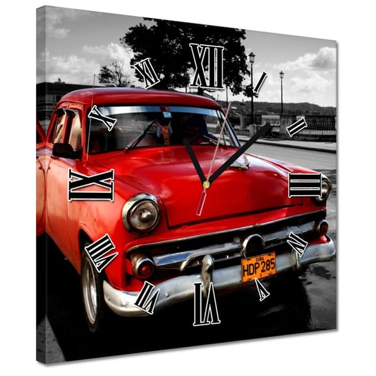 Zegar 30x30cm Kubańskie czerwone auto - ZeSmakiem | Sklep EMPIK.COM