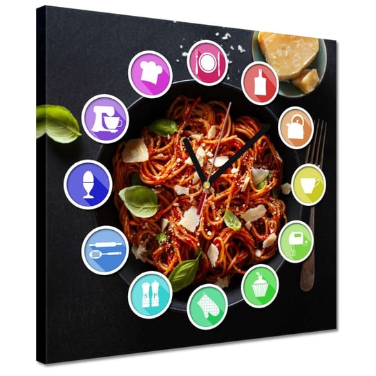 Zegar 30x30cm Spaghetti Ser Bazylia - ZeSmakiem | Sklep EMPIK.COM