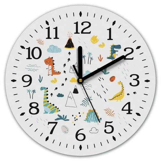 Zegar ścienny do pokoju dziecka RYSUNKOWE DINOZAURY - Cosy Planet ...