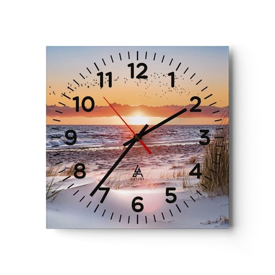 Zegar ścienny - Pejzaż horyzontalny - 40x40cm - Krajobraz Morze Plaża ...