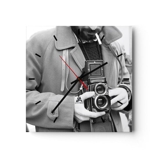 Zegar ścienny - W stylu retro - 30x30cm - Aparat Fotograficzny Vintage ...