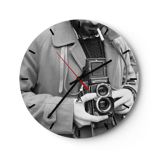 Zegar ścienny - W stylu retro - 30x30cm - Aparat Fotograficzny Vintage ...