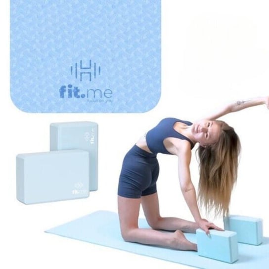 Zestaw 2 x kostka i mata do jogi baby blue Fit.Me - fit.me | Sport ...
