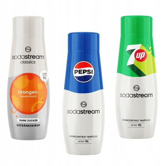 Zestaw 3 koncentratów, syropy do wody Sodastream Orange Zero + Pepsi ...