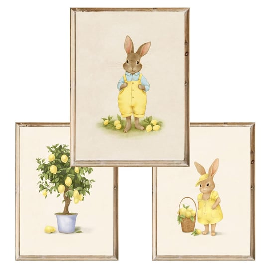 Zestaw 3 plakatów obrazków Lemon Bunny A3 / Bajkowe Wnętrza - BAJKOWE ...